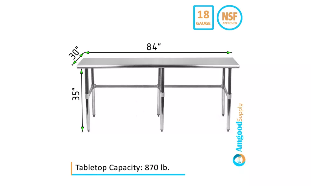 30" X 84" Stainless Steel Work Table With Open Base