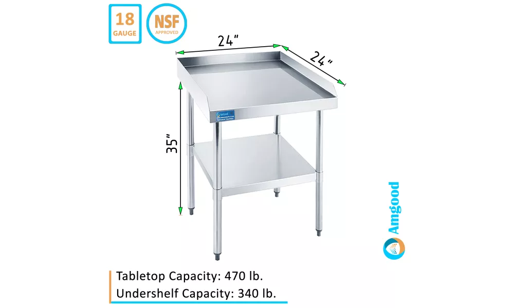 24" X 24" Work Table with Backsplash and Sidesplashes
