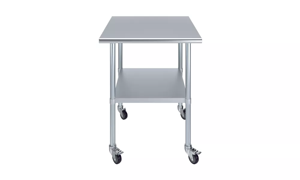 Stainless Table With Wheels Table On Wheels In Restaurant Kitchen