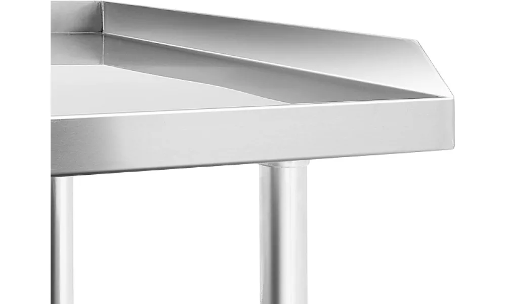 24" X 30" Work Table with Two Undershelves with Backsplash and Sidesplashes