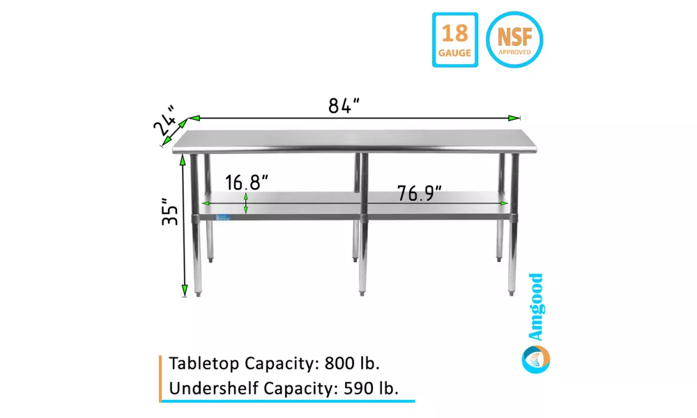 24" X 84" Stainless Steel Work Table With Second Undershelf