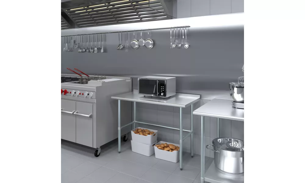 24" X 48" Stainless Steel Work Table Open Base with 1.5" Backsplash ...