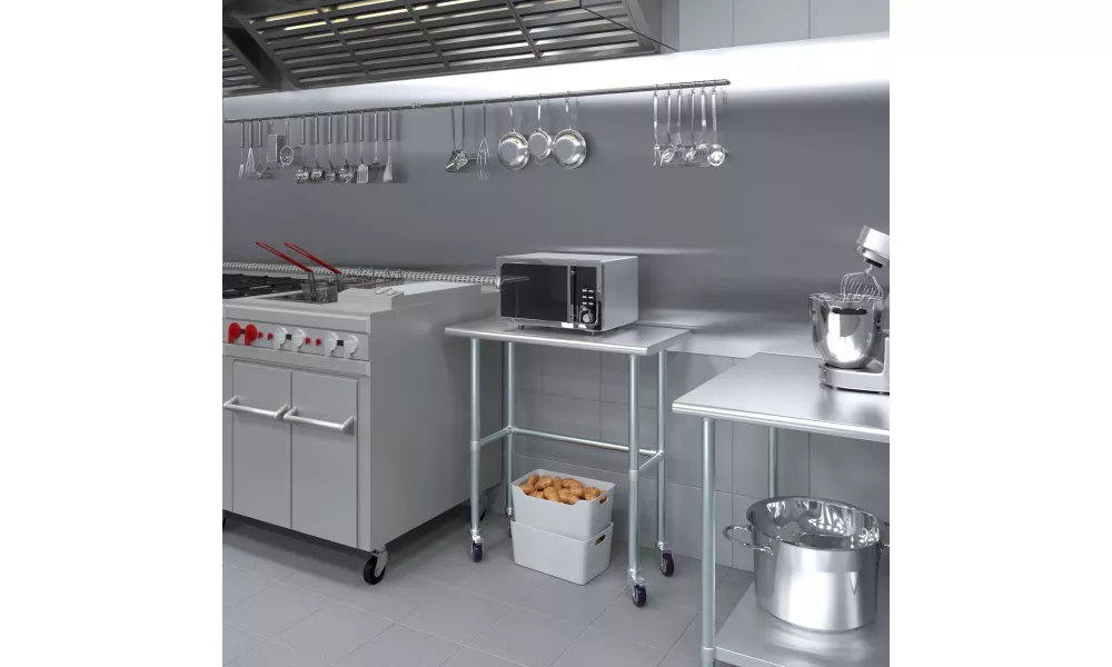 18" X 36" Stainless Steel Work Table With Open Base & Casters