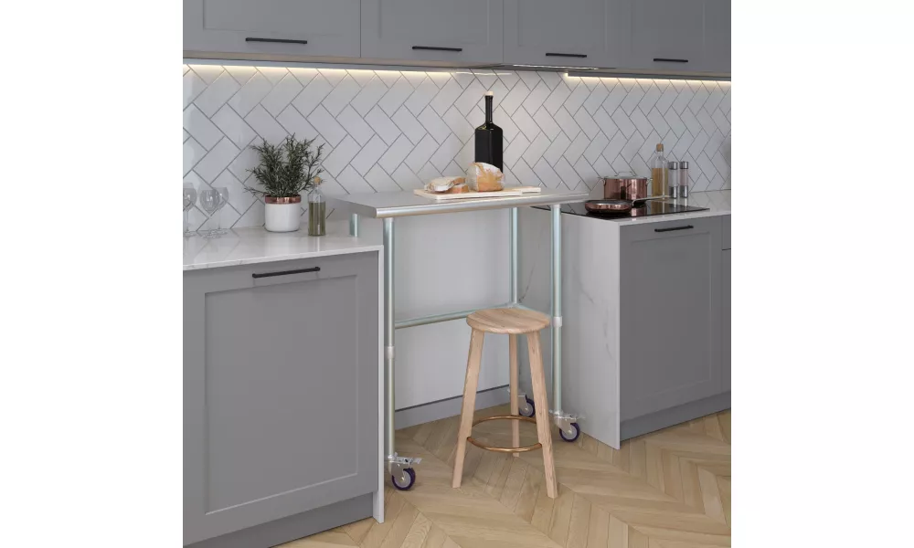 18" X 36" Stainless Steel Work Table With Open Base & Casters