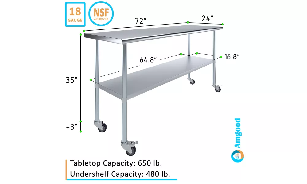 24 x 72 stainless steel table store
