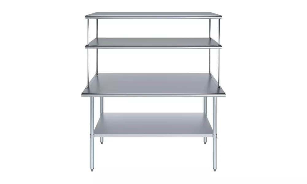 24" x 60" Stainless Steel Work Table with 18" Wide Double Tier ...